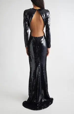 Stella McCartney Long Sleeve Sequin Gown