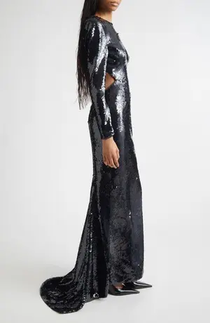 Stella McCartney Long Sleeve Sequin Gown