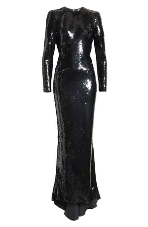 Stella McCartney Long Sleeve Sequin Gown