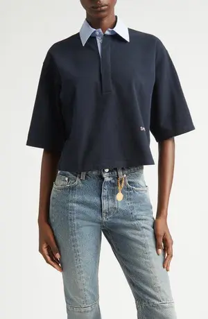 Stella McCartney Crop Piqué Polo Shirt