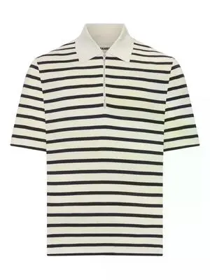 JIL SANDER Striped Zip Polo Shirt - Neutrals