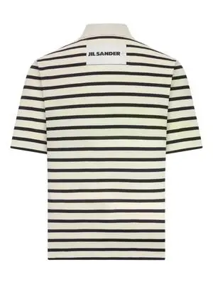 JIL SANDER Striped Zip Polo Shirt - Neutrals