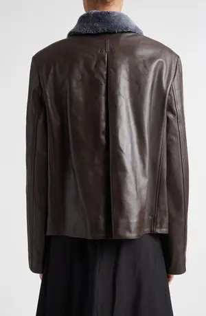 Marni Leather Jacket With Shearling Collar