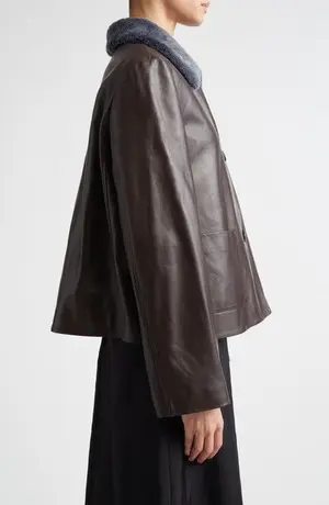 Marni Leather Jacket With Shearling Collar