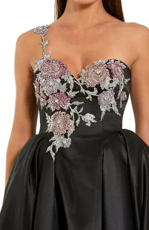 Mac Duggal One-shoulder Floral Midi Dress