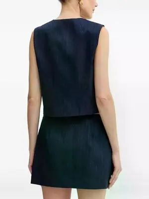 Guess Pinstripe Cropped Vest - Blue