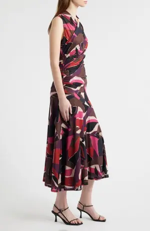 Rails Vanya Abstract Print Faux Wrap Midi Dress