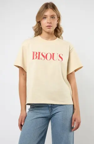 VIENS AVEC MOI Bisous Boxy Cotton Graphic T-shirt