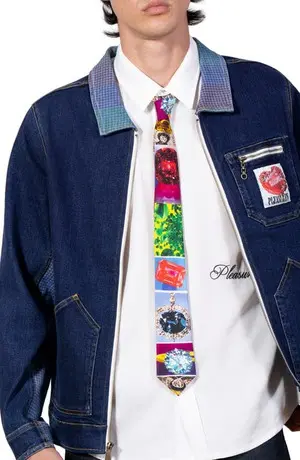 PLEASURES X Richard Bernstein Jewel Print Neck Tie