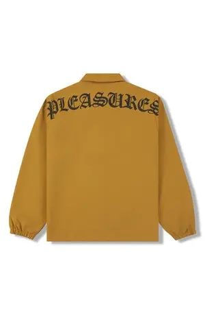 PLEASURES Neural Logo Graphic Coach's Jacket - Brown