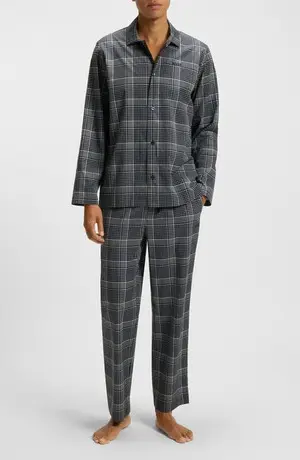 BOSS Chris Plaid Flannel Pajama Set - Dark Blue
