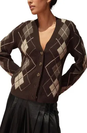 NEXT Argyle Wool Cardigan