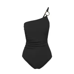 CHANGE OF SCENERY Kara One-Shoulder One-Piece Swimsuit Black Texture