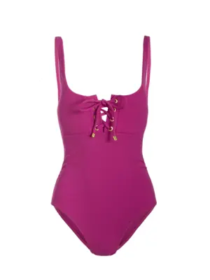 CHANGE OF SCENERY Taylor Lace-up Underwire One-piece Swimsuit - Plum Texture