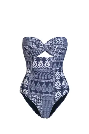 CHANGE OF SCENERY Ella Twist Bandeau One-piece Swimsuit - Tivara Patchwork
