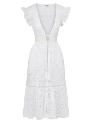 CHANGE OF SCENERY Lauren Lace-trim Eyelet Cover-up Dress - Fresh White