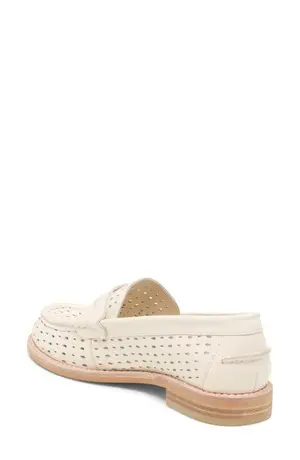 Dolce Vita Penny Loafer - Off White Perforated Leather