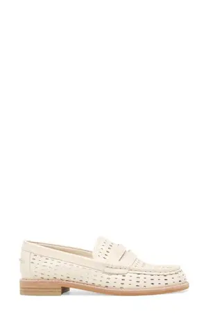 Dolce Vita Penny Loafer - Off White Perforated Leather
