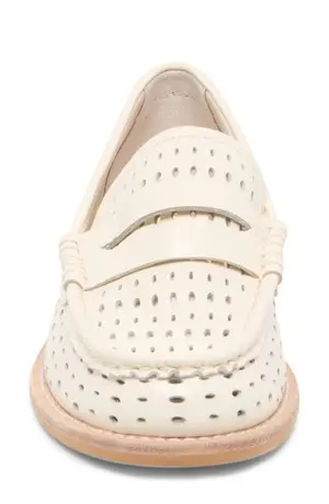 Dolce Vita Penny Loafer - Off White Perforated Leather