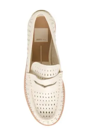 Dolce Vita Penny Loafer - Off White Perforated Leather