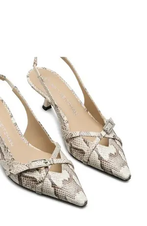 STUART WEITZMAN Georgie Kitten Heel Slingback Pump - Cream.