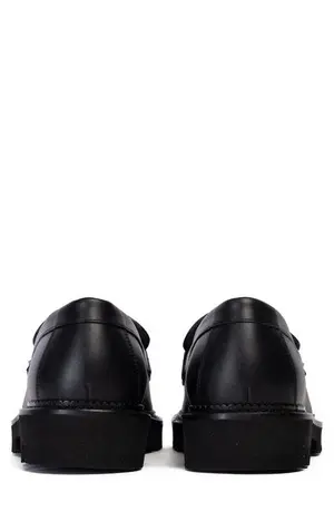 COLLEGIUM Leather Lug Sole Penny Loafer - Nero Leather