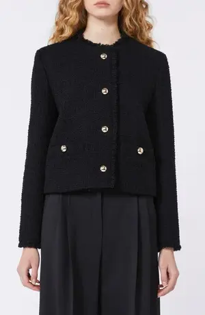 Max Mara Agami Wool-blend Tweed Jacket - Black
