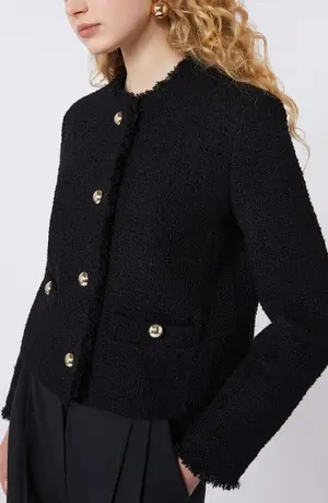 Max Mara Agami Wool-blend Tweed Jacket - Black