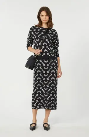 Max Mara Vacuo Embroidered Knit Skirt