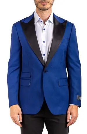 MACEOO Ascencion Satin Lapel Sport Coat - Blue