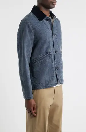 Paul Smith Washed Quilted Jacket With Removable Collar
