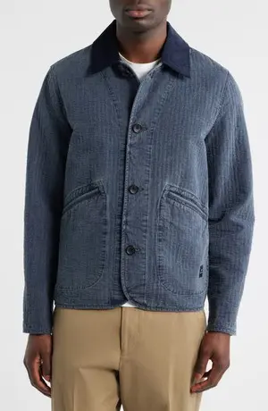Paul Smith Washed Quilted Jacket With Removable Collar