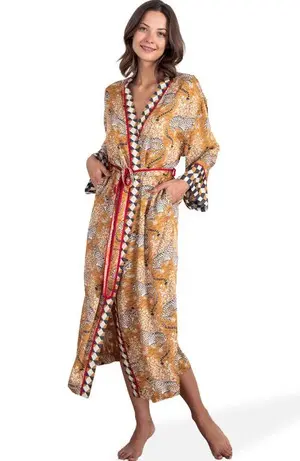 PRINTFRESH Eco Satin Robe - Tobacco