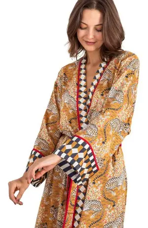 PRINTFRESH Eco Satin Robe - Tobacco