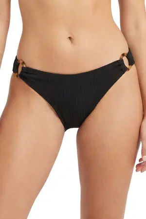 CHANGE OF SCENERY Ring Trim Low-rise Hipster Bikini Bottom - Black Texture
