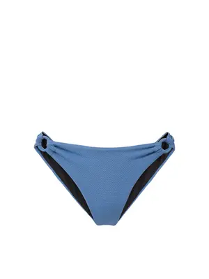 CHANGE OF SCENERY Camilla Ring Trim Low-rise Hipster Bikini Bottom - Steel Blue Metallic