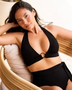 CHANGE OF SCENERY Side Tie High-waisted Bikini Bottom - Black Texture