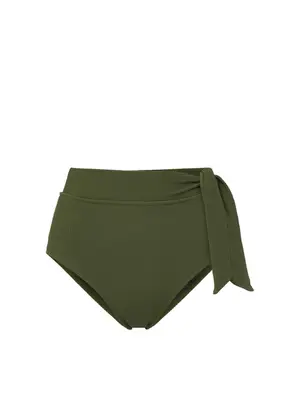 CHANGE OF SCENERY Side Tie High-waisted Bikini Bottom - Olive Texture