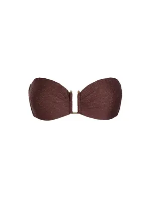 CHANGE OF SCENERY Gina Bandeau Bikini Top - Cacao/gold Metallic