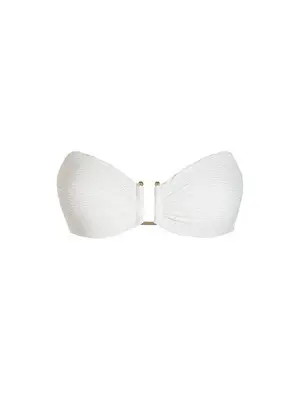 CHANGE OF SCENERY Gina Bandeau Bikini Top - Ivory/gold Metallic