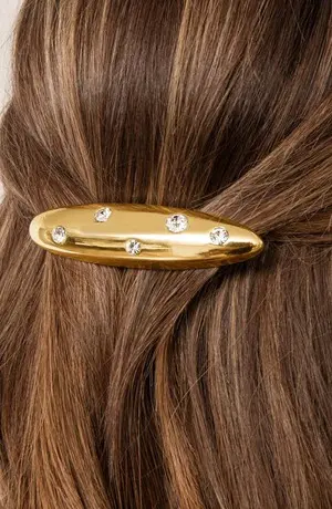 Ettika Crystal Studded Oblong Barrette - Gold