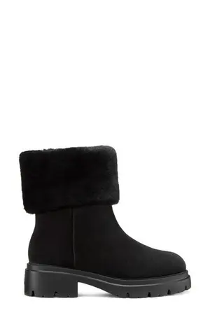 STUART WEITZMAN Hudson Shearling Cuff Bootie - Black