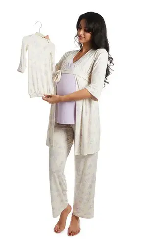 EVERLY GREY Analise During & After 5-piece Maternity/nursing Sleep Set For Mom & Baby - Bali