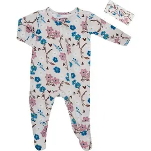 EVERLY GREY Jersey Footie And Head Wrap Set - Magnolia