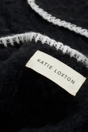 KATIE LOXTON Whipstitch Blanket Cape With Belt - Black