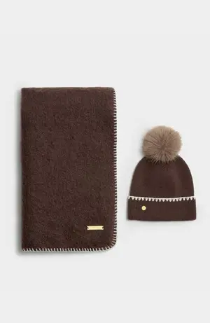 KATIE LOXTON Whipstitch Scarf - Chocolate