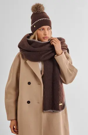 KATIE LOXTON Whipstitch Scarf - Chocolate
