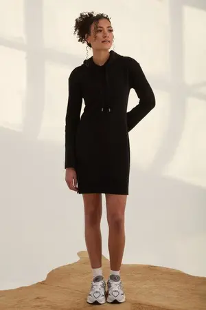 KADA Sweater Hoodie Mini Dress - Ink