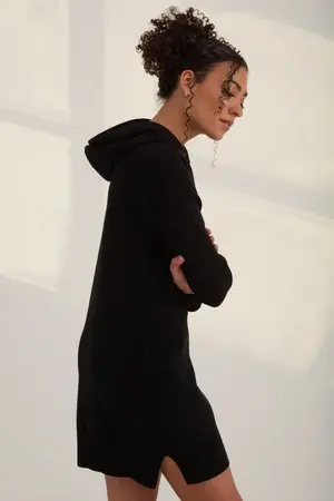 KADA Sweater Hoodie Mini Dress - Ink