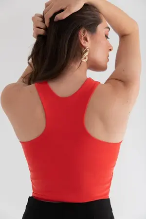 KADA Cupro Sculpt Racerback Crop Tank - Cherry
